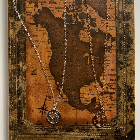Jewelry | Silver And Gold Map Pendant Necklace Bundle | Poshmark